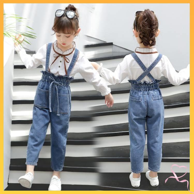 jumper for kids girl Girls' denim overalls 12 children's spring and ...