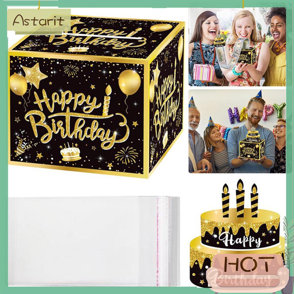 Birthday Cash Gift Box with Cake Card Square Money Gift Boxes for Cash ...