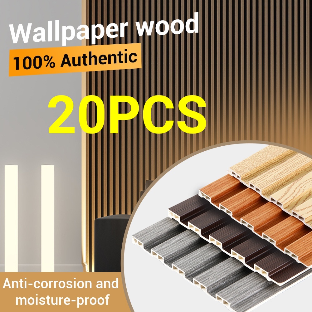 20PCS Waterproof Solid Wood PVC Panel Board 3D Home Living Room Wall ...