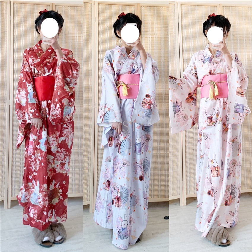 Japanese Traditional Kimono Dress Oriental Elegant Yukata Woman New ...