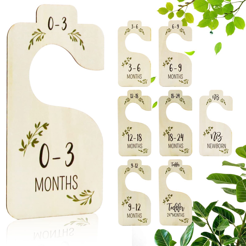 7/8pcs Wooden Clothing Divider Tag Baby Card Hanger Milestone Wooden ...