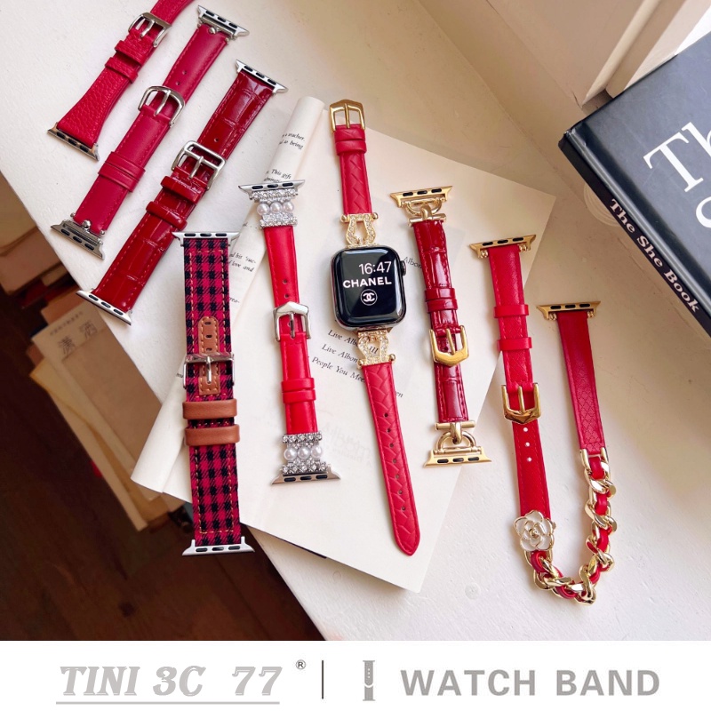 New Year Red Strap For iWatch Series 10 9 8 7 Ultra SE 6 5 4 3 2 Women ...