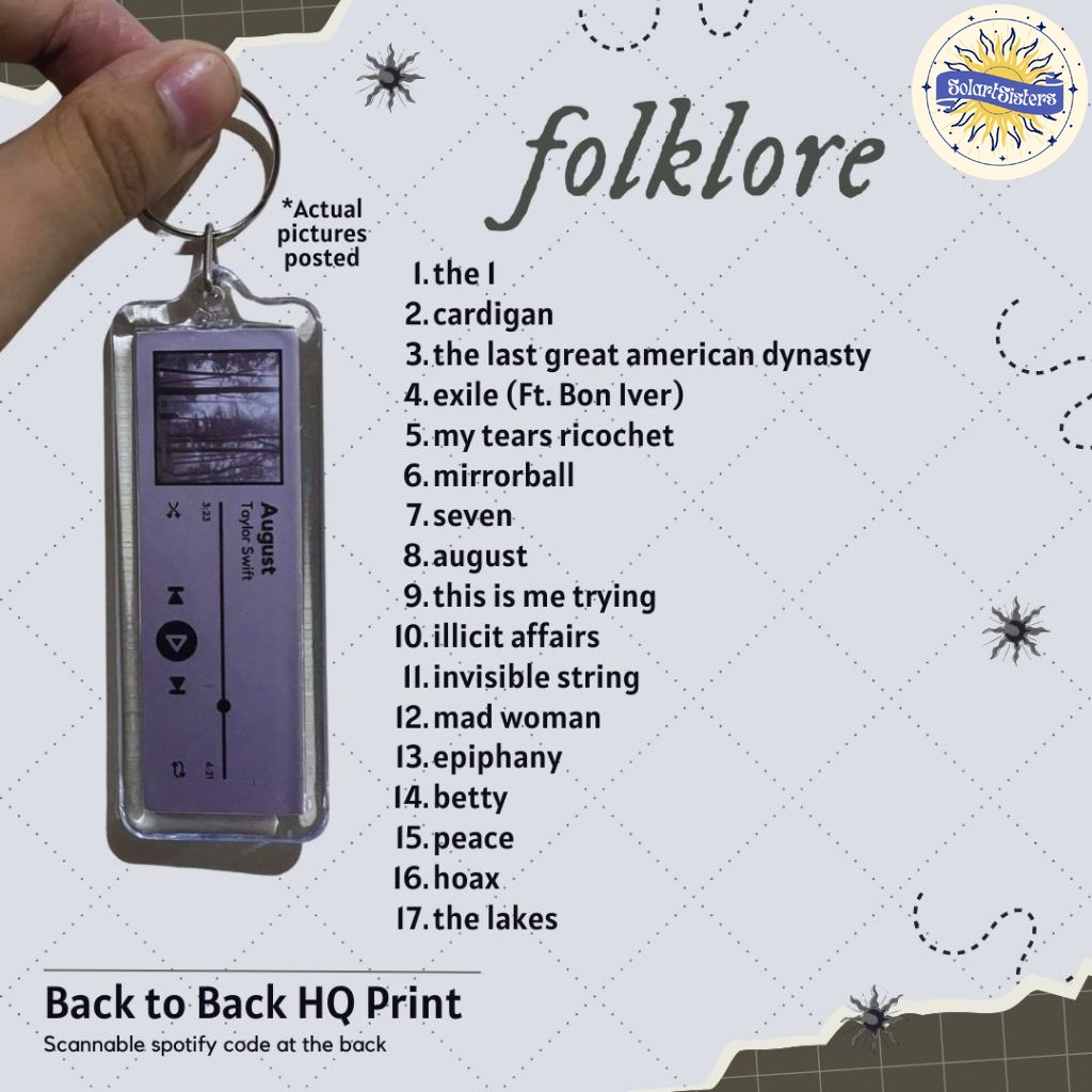 Taylor Swift (FOLKLORE ERA) Spotify Songs Albums B2B Acrylic Keychain ...