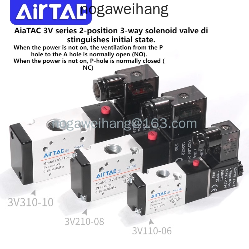 AirTac Solenoid valve 3V210-08 3V310-10 2-position 3-way reversing valve air valve 24v control ...