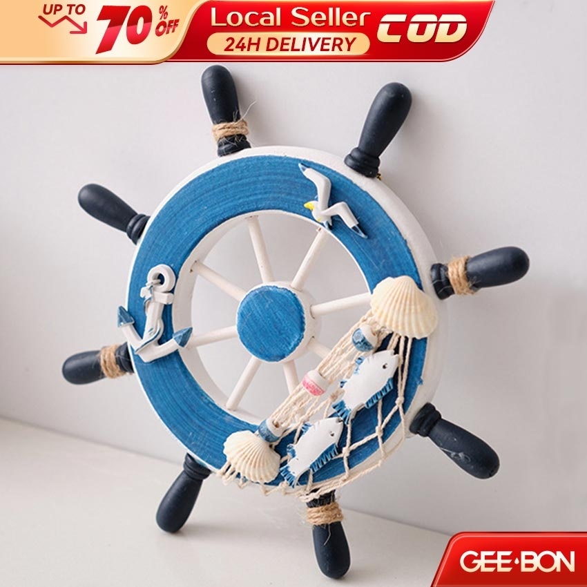 GEEBON Ship Rudder Wooden Craft Decoration Wall Hanging Ship Wheel Boat ...