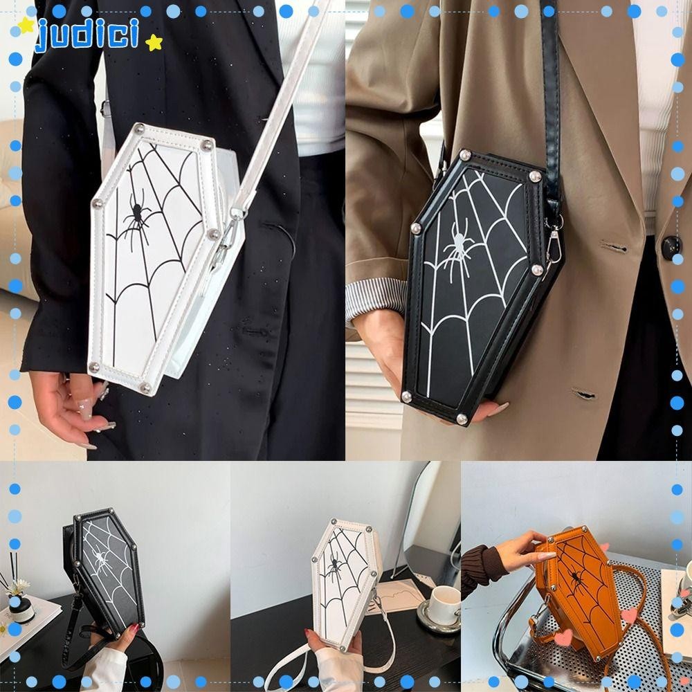 JUDICI Cobweb Crossbody Bag, Retro PU Leather Phone Satchel, Halloween ...