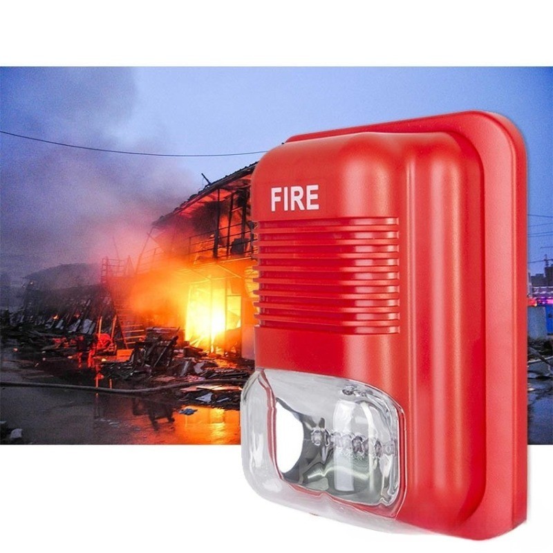 Strobe Horn Alert Safety System Sensor Siren Alarm for Home Office Sound & Light Fire Alarm ...