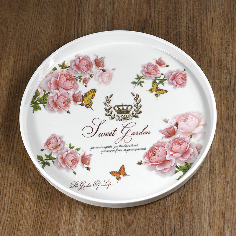 Melamine Imitation Porcelain Tray Household Round Thickened Heightened ...