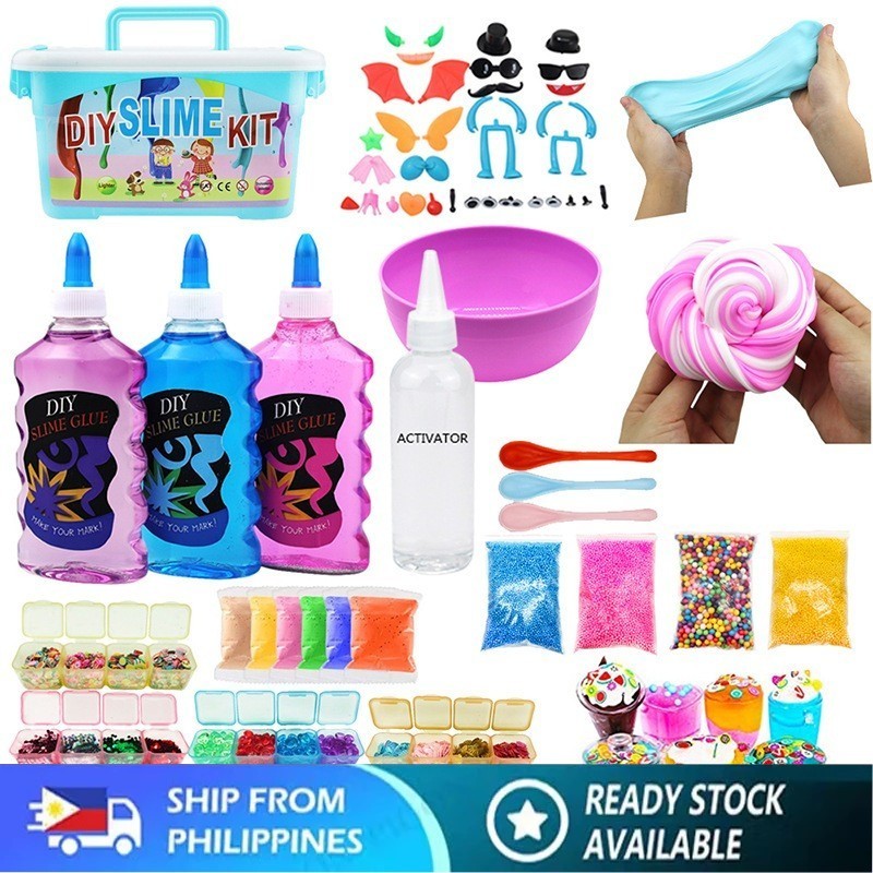 [COD] Colored Mud Crystal Mud Set Slime Mold Adhesive Set Crystal Mud Children Toys Homemade ...