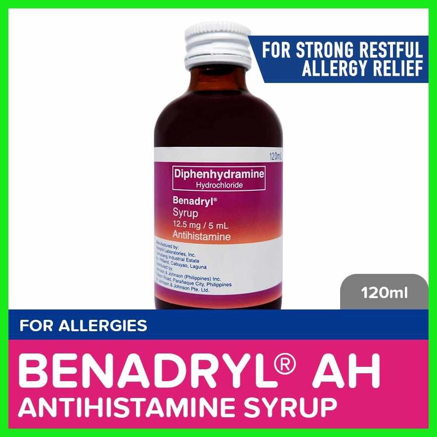 Benadryl>Vd>Syrup@Iv#120ml:}t>allergy(u>no)J>drowsy | Shopee Philippines