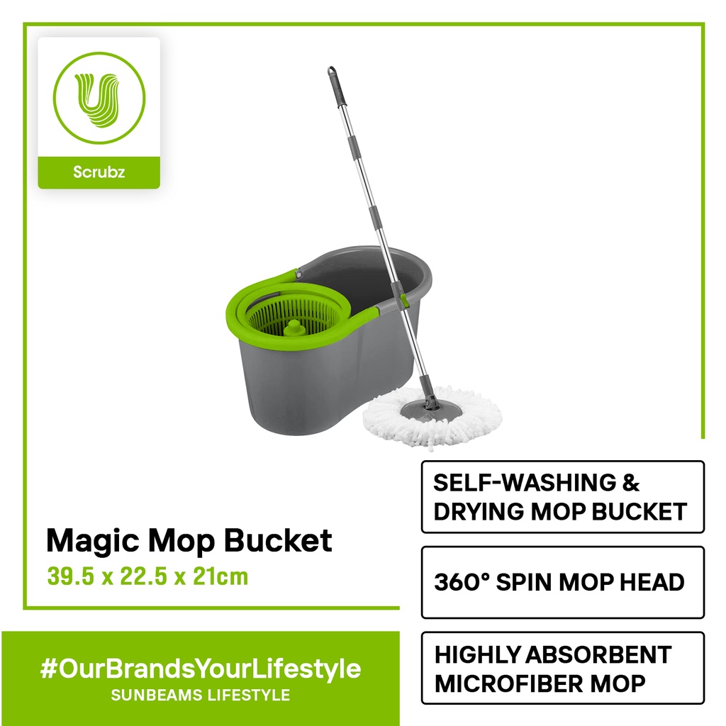 SCRUBZ Premium Microfiber Spin Mop Magic Mop Floor Cleaning Mop 360 ...