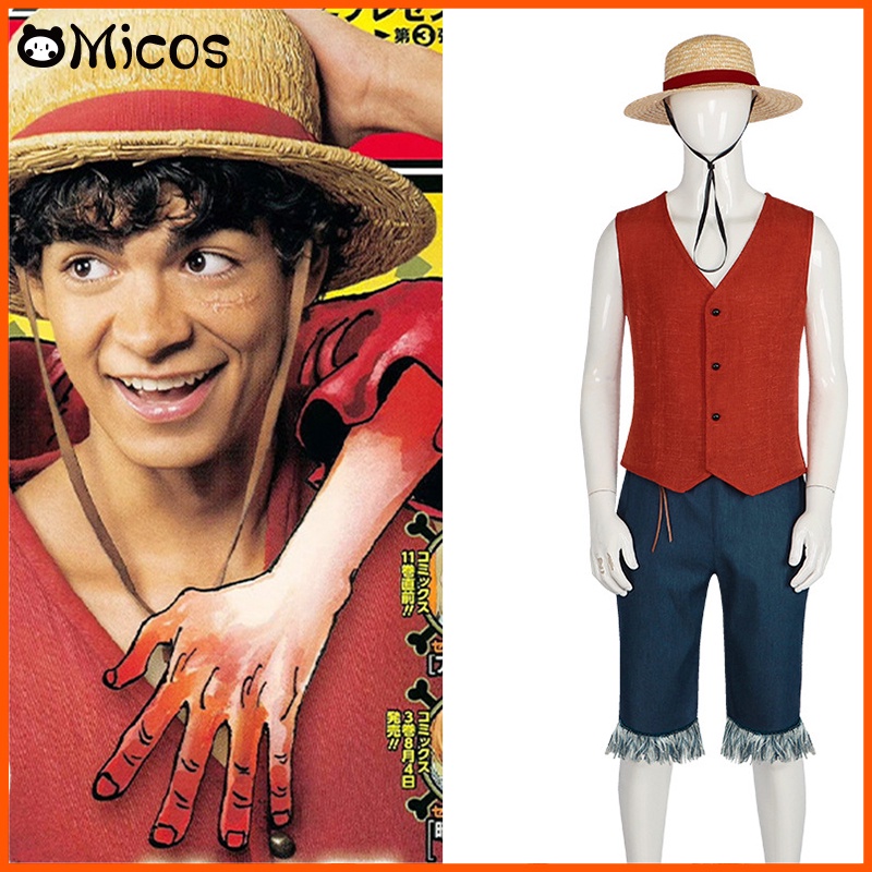 TV One Piece Luffy Real-life Movie Cosplay Costume Luffy Full Set ...