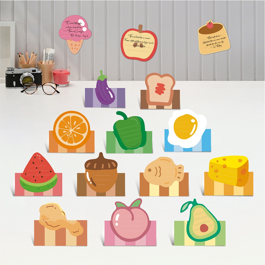 15 Pieces/set of Food Series Writable Sticky Notes Cute Cartoon Fruit ...