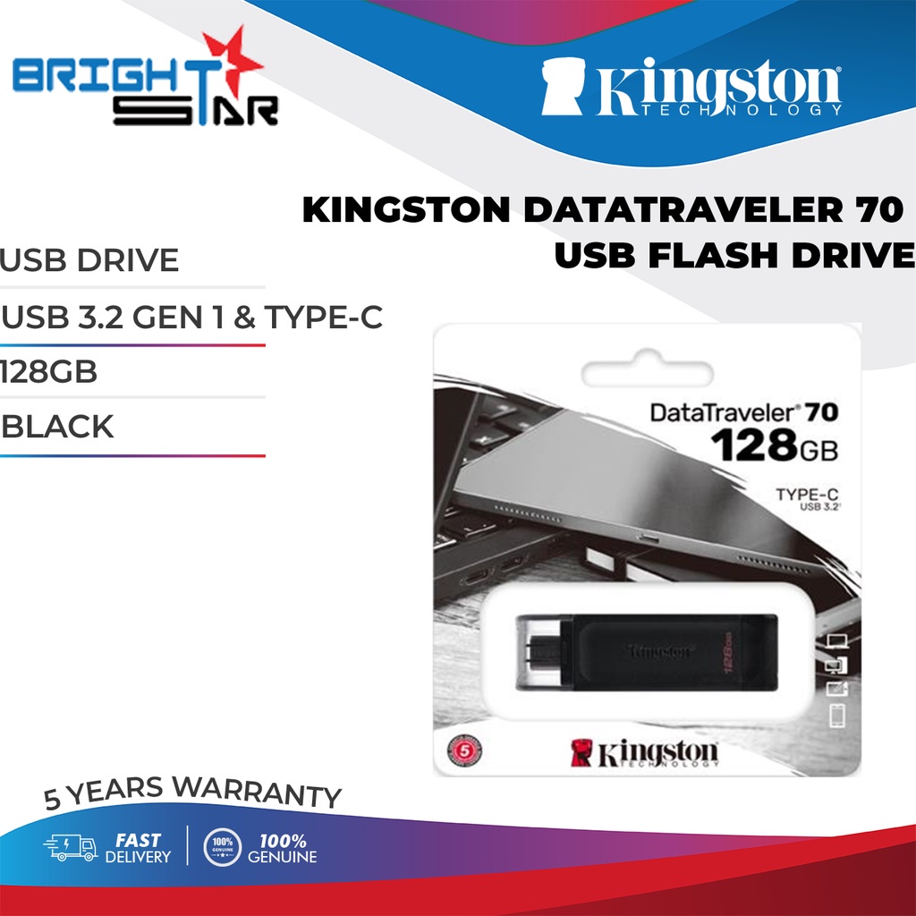 KINGSTON DATATRAVELER 70 DT70 USB TYPE-C FLASH DRIVE USB 3.2 GEN 1 (32GB / 64GB / 128GB ...