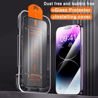 Auto-Dust Removal Kit Full Cover Tempered Glass For iPhone 15 14 13 12 ...