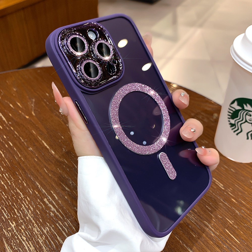 Glitter Diamond Magnetic Hard Phone Case for IPhone 15 14 13 12 Pro Max ...
