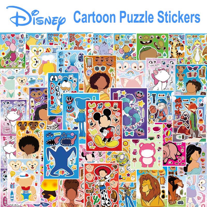 6/8pcs Children's Disney Cartoon Series DIY Puzzle Stickers Boys and ...