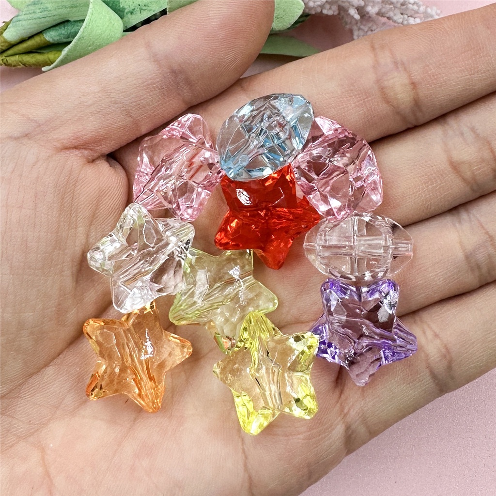 10pcs 18.5mm Acrylic Transparent Crystal Star Beads DIY Bracelet ...