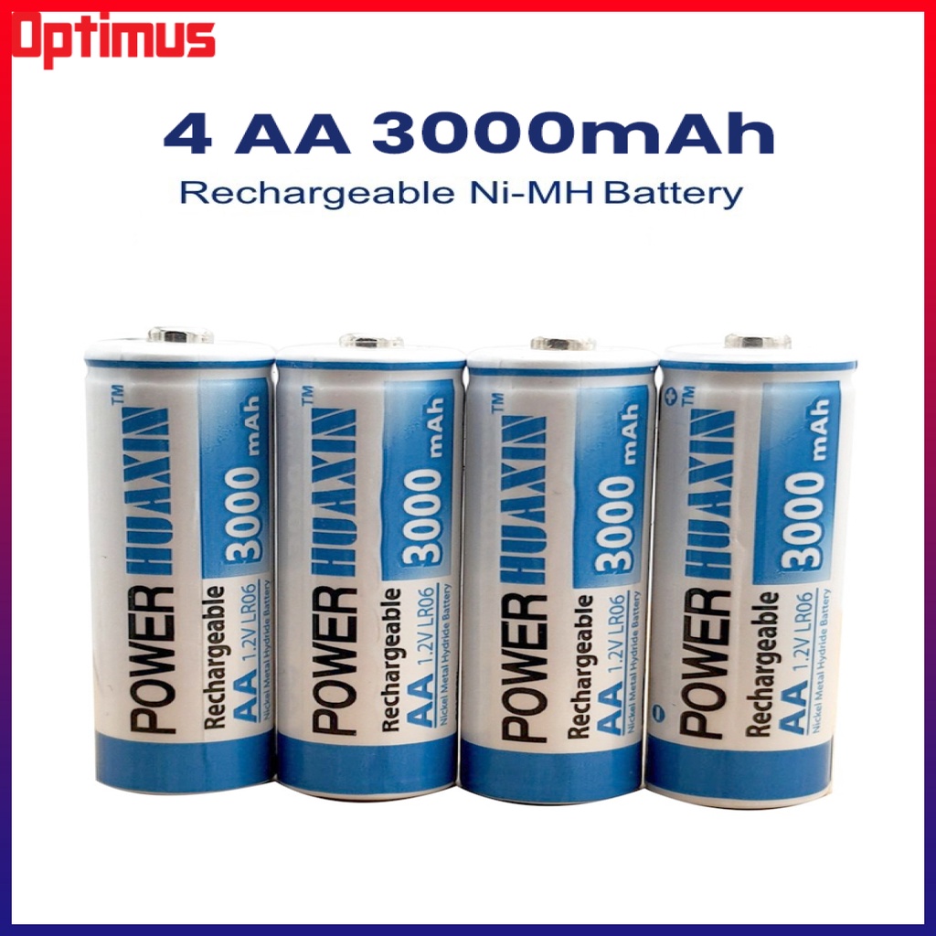 Optimus Depot Rechargeable 3000mAh Ni-MH AA Battery (4Pcs) | Shopee ...