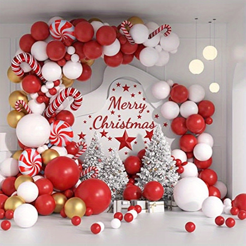 Red Christmas Balloon Arch Garland Kit 125 Pieces Set Christmas Candy