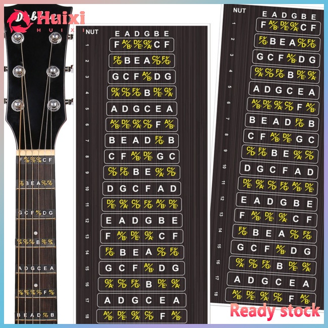 Hui Guitar Fretboard Stickers Fret Map Sticker Guitar Learning Tools ...