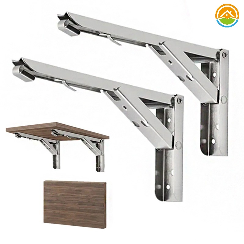 2Pcs/Set Foldable Shelves Fixing Brackets / Stainless Steel Folding ...