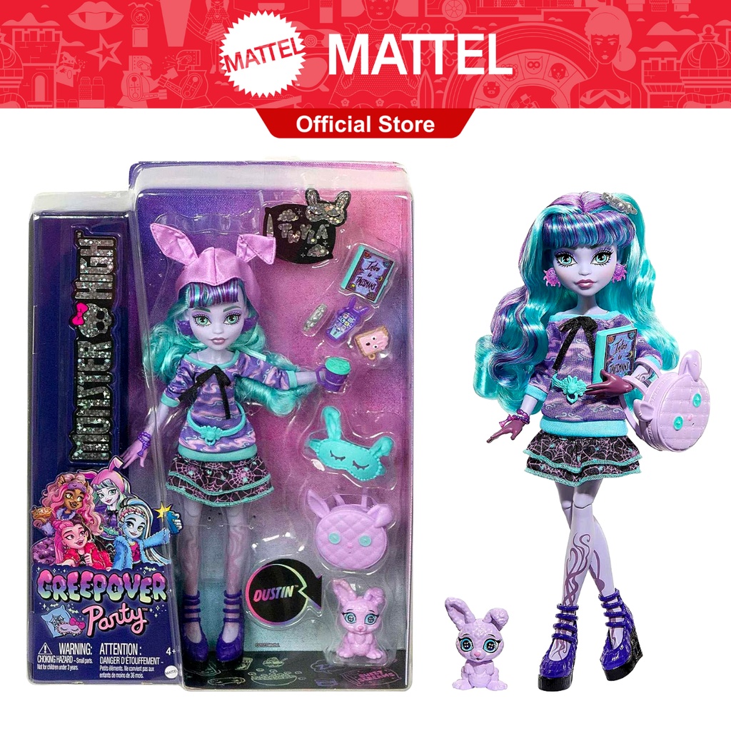 Monster High Creepover Party Set Twyla Doll with Pet and Sleepover ...