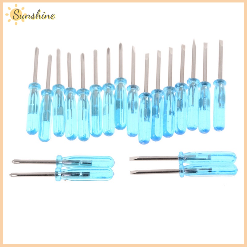 Sunshine> 10pcs Plastic Handle Stubby Mini Pocket Cross Flathead ...