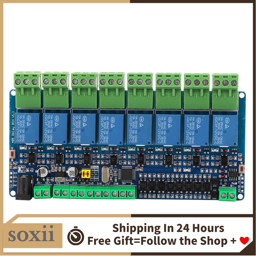 Soxii 8 Channel Relay 8CH Input Output RS485 TTL Module 9600 Communication Baud Rate | Shopee ...