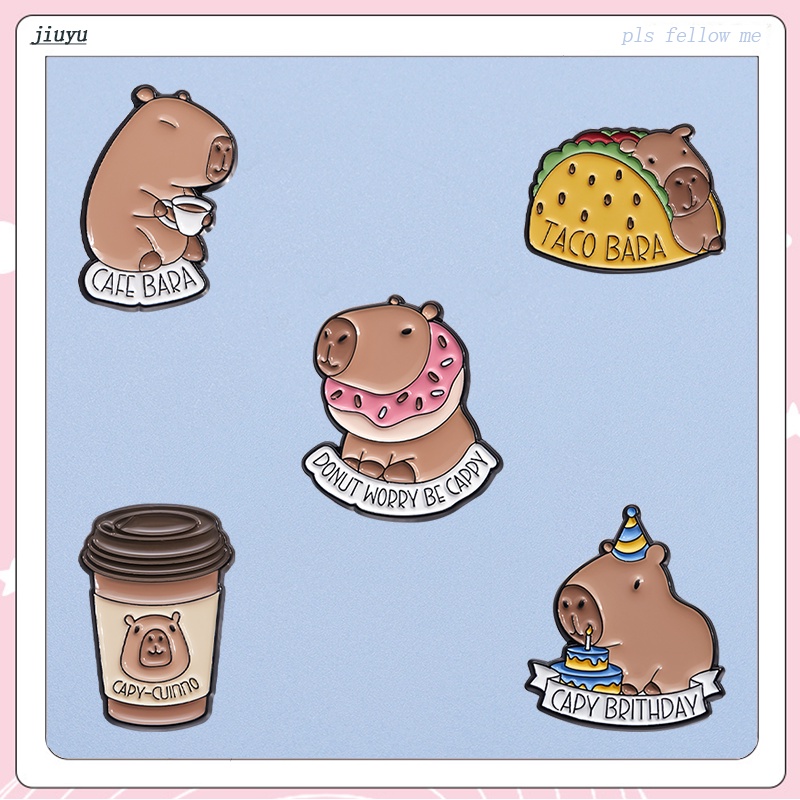Cartoon Cute Capybara Brooch Enamel Pins Custom Funny Hippopotamus ...