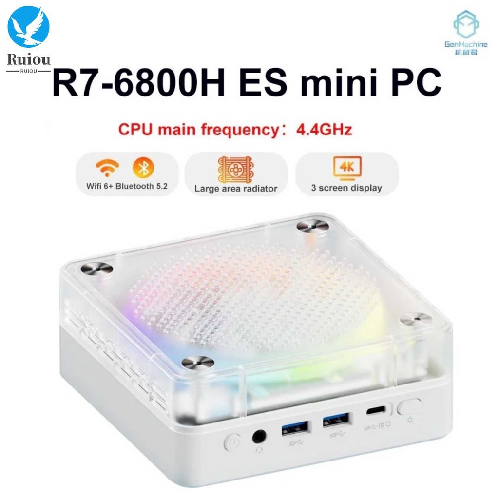 Genmachine AMD Ryzen 7 6800H ES Mini PC Windows 11 WiFi6 BT5.2 DDR5 ...