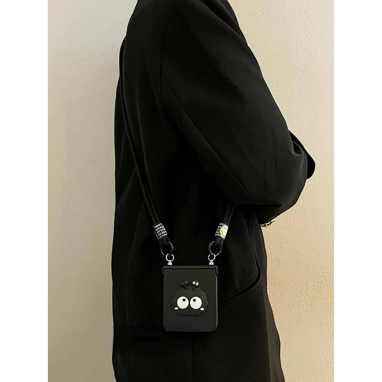 Fashion Cartoon Black Briquet Crossbody Long Lanyard Hinge Phone Case ...