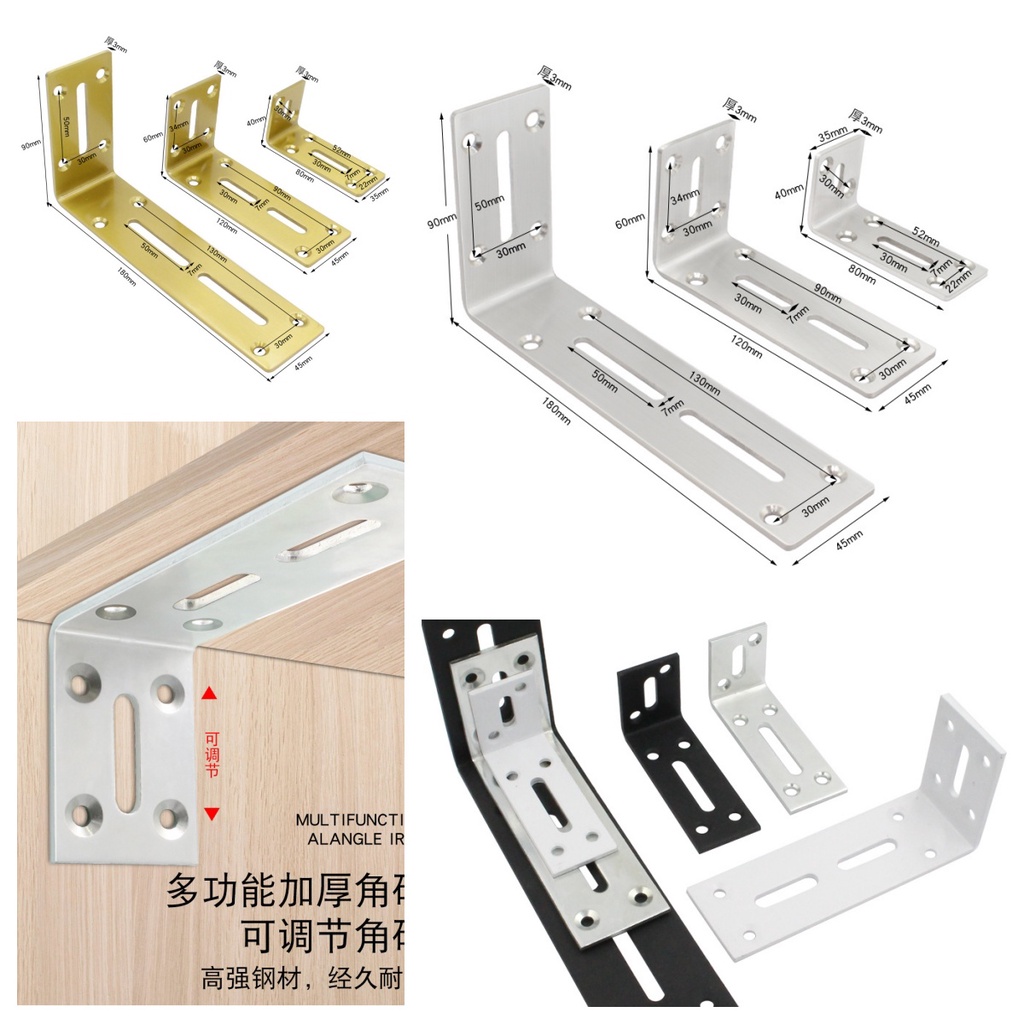 Stainless steel adjustable L-shape wall cupboard bracket / corner brace ...