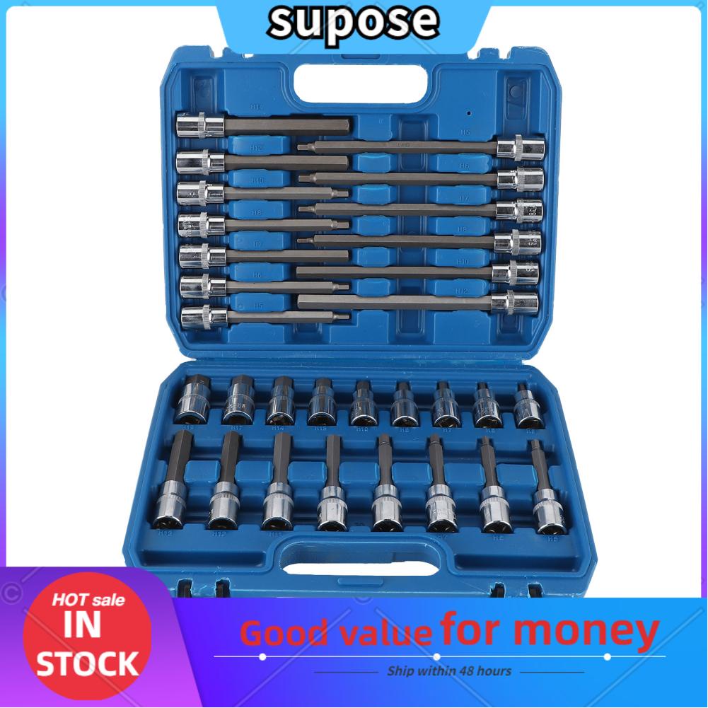Supose 30ps Hex Wrench Socket 1/2in Bit Set Extra Long and Short ...