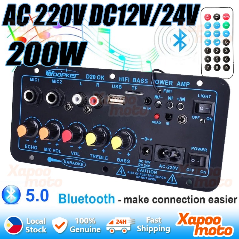 8-12 Inch Speaker AC 220V 12V 24V Digital Bluetooth Stereo Amplifier Board Subwoofer Dual ...