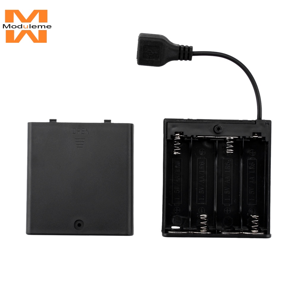 3PCS AA Battery Holder Black 4x1.5V 4 Slots AA Battery Box with Cover ...