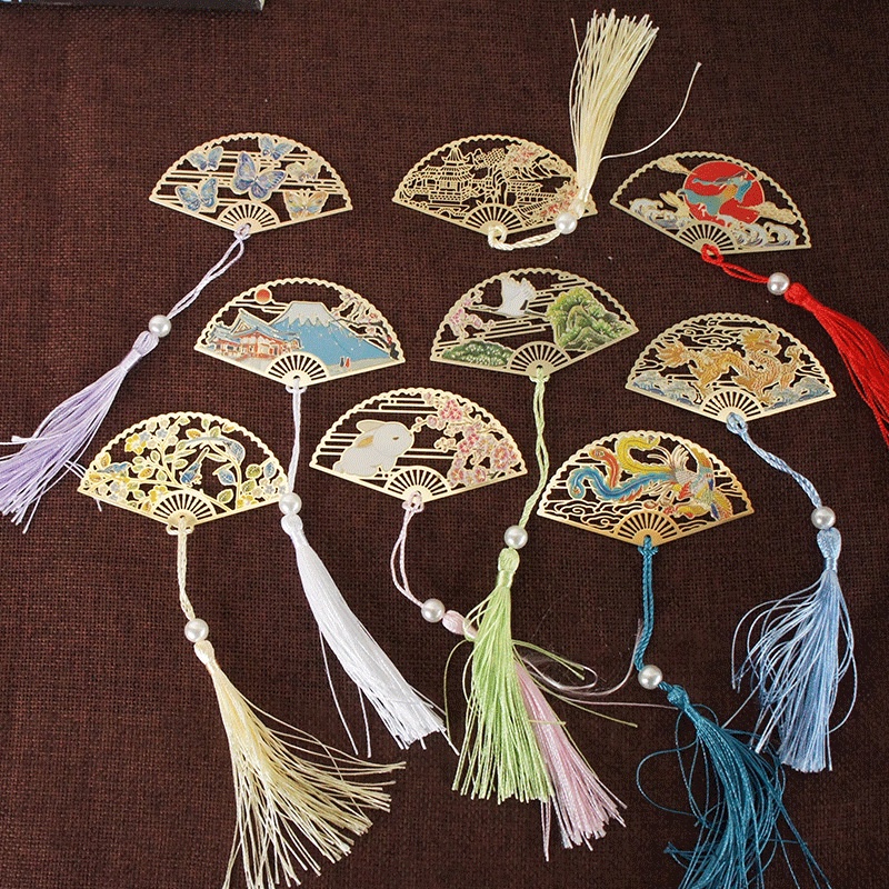 Exquisite Hollow Fan Shape Bookmarks With Tassel Beautiful Chinese ...