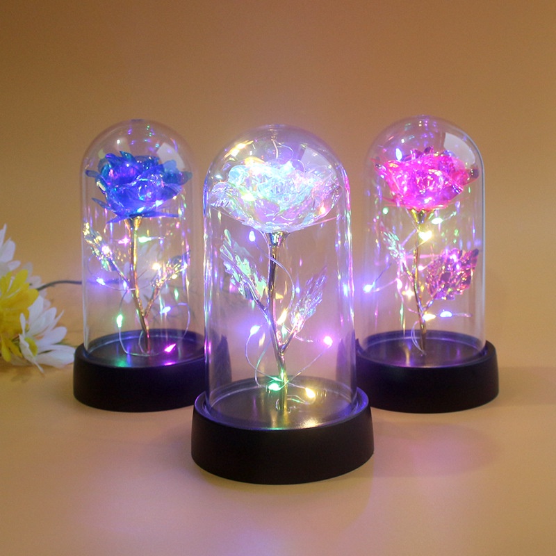 Artificial Flowers Eternal Rose Flowers Light with Led Light in Plastic ...