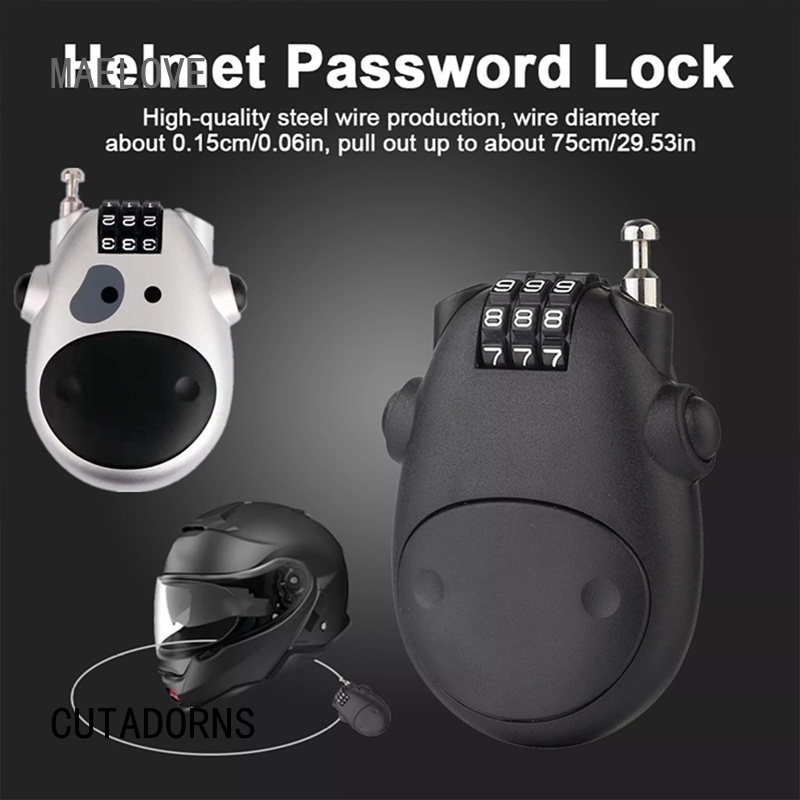CUTADORNS Motorcycle Anti-Theft Code Lock Portable Retractable Wire ...