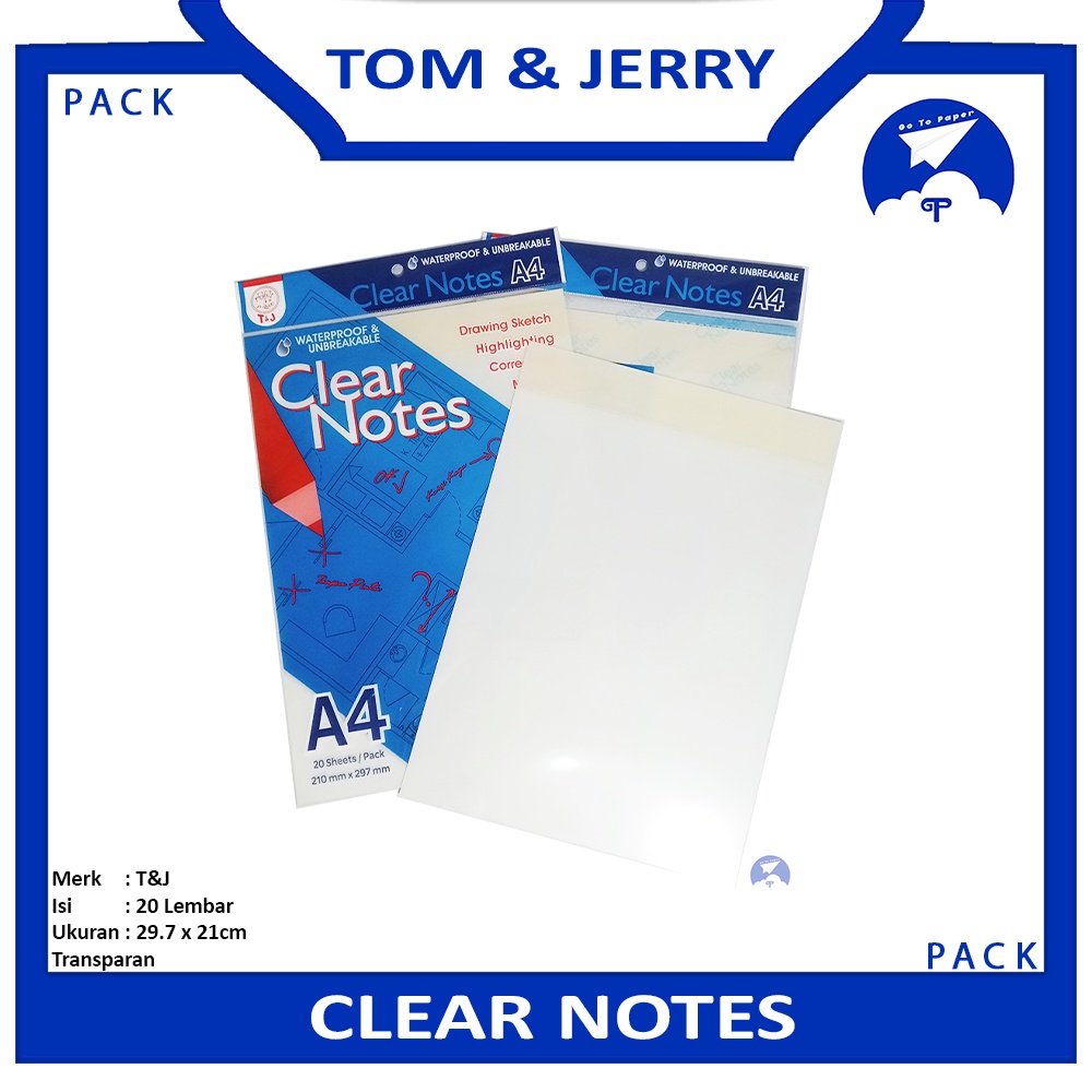 Tom & Jerry - Transparent Clear Notes A4 - For Drawing Sketch - Pack ...