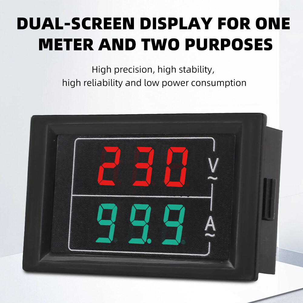 DL85 AC 60-500V 110V 220V 380V 100A Dual Display Voltage Current Meter Detector LED Voltmeter ...