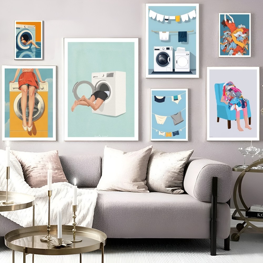 Laundry Day Art Anime Posters Room Bar Cafe Kawaii Canvas Painting ...