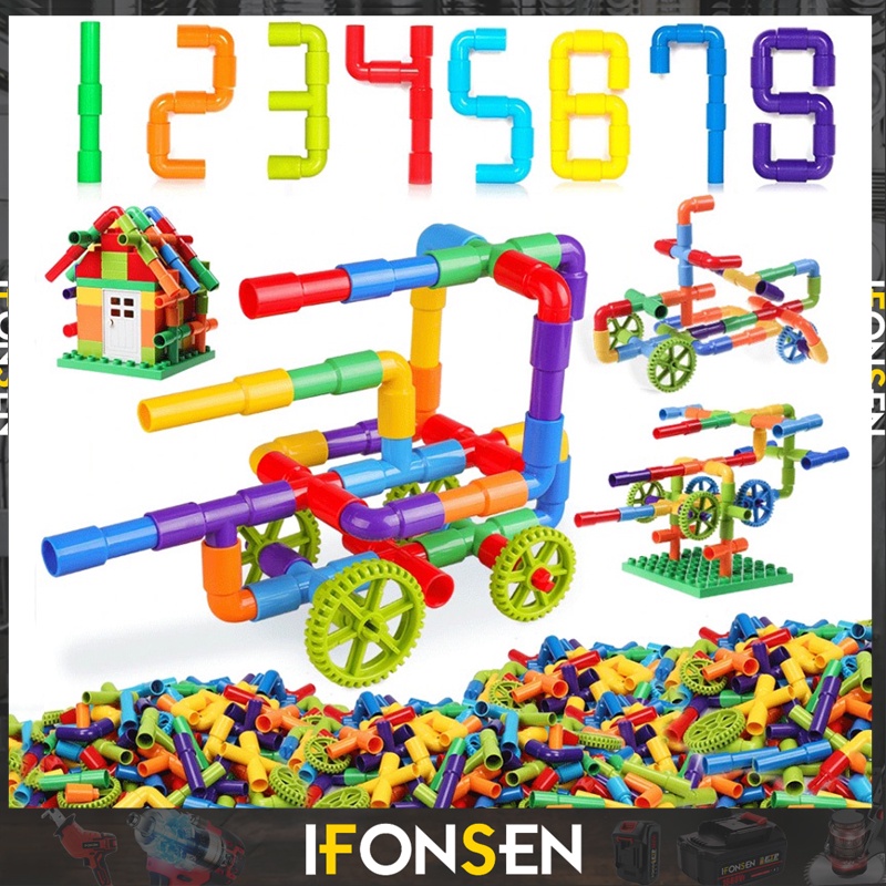【Fast Delivery】80-300pcs Pipeline Building Blocks for Children Kids DIY ...