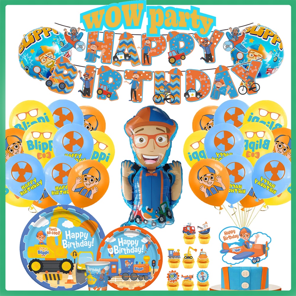 Teacher Cartoon Blippi Themed Birthday Party Decoration Disposable ...