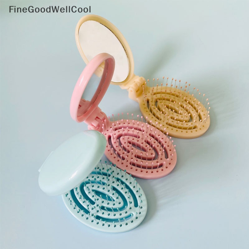 FWPH Foldable Hair Brush With Mirror Portable Travel Hair Comb ...