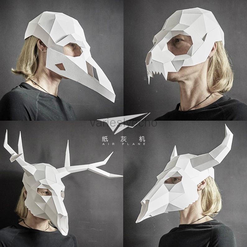 Elk Cow Antelope Animal Paper Model Mask For Costume Party Cosplay,3D ...