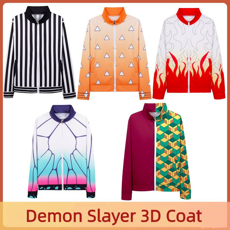 YS Anime Demon Slayer Jacket Cosplay 3D Coat Unisex Long Sleeve Top ...