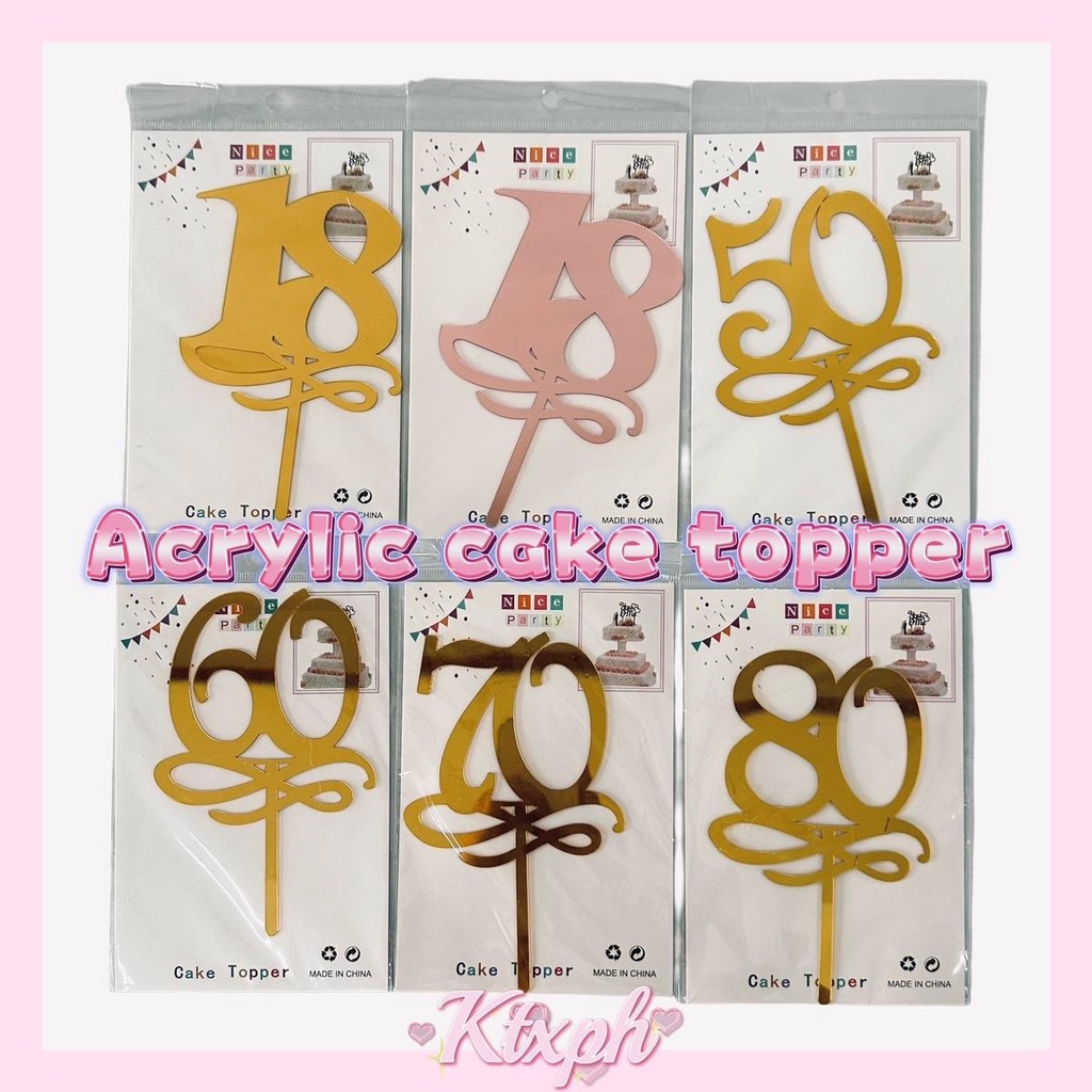 Cake topper 18 50 60 70 80 acrylic number topper party needs decoration ...
