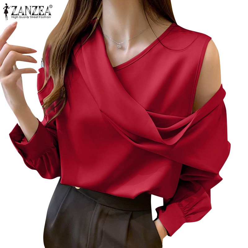 ZANZEA Celmia Women's Casual Fashion Round Neck Off Shoulder Long ...