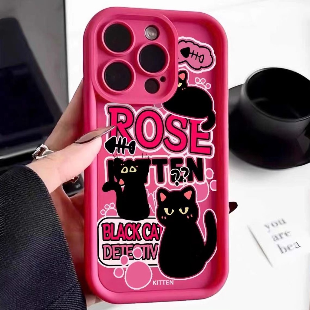 Sweet and Spicy Black Cat Phone Case Compatible for iPhone 15 11 14 Pro ...